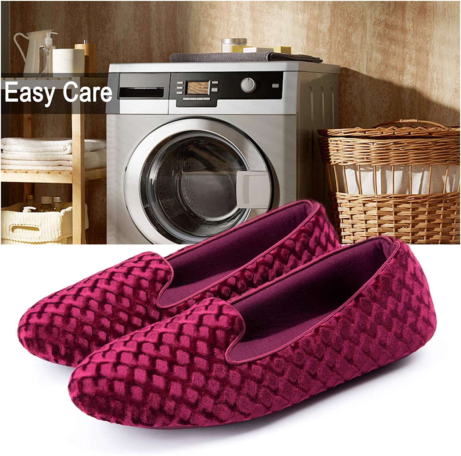 Women's Velour Closed Back Memory Foam Slipper – RockDove Footwear